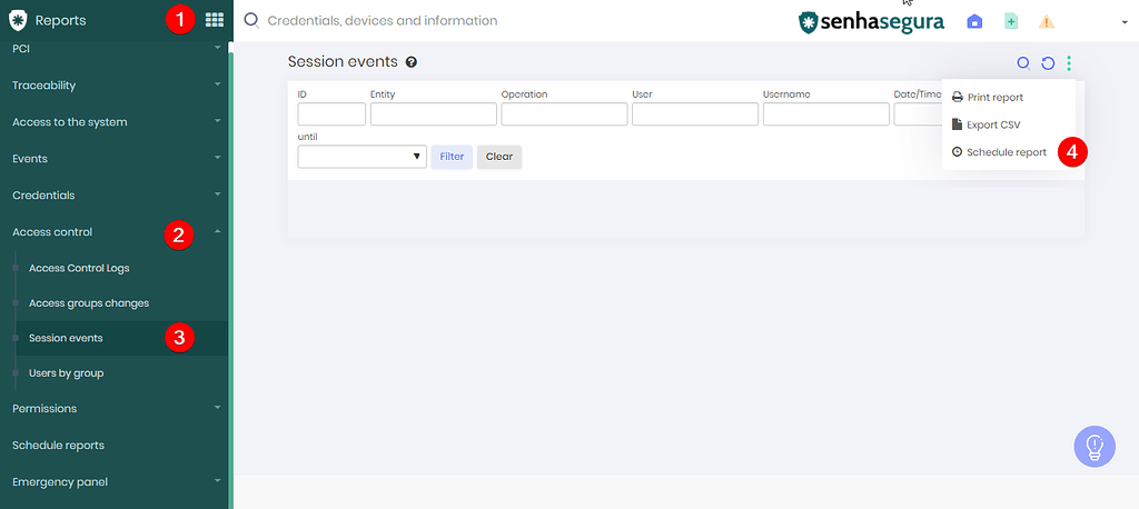 How to create session events schedule report - PAM Core - Segura Community