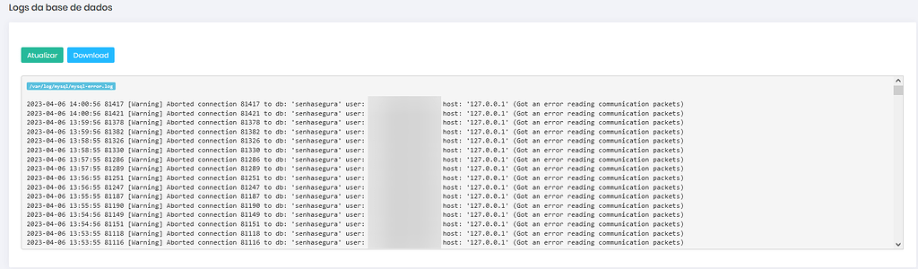 Database Logs: Aborted Connection - F.A.Q - Segura Community