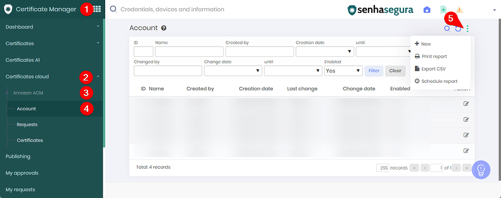 How to access Amazon ACM account report - Certificate Manager - Segura ...