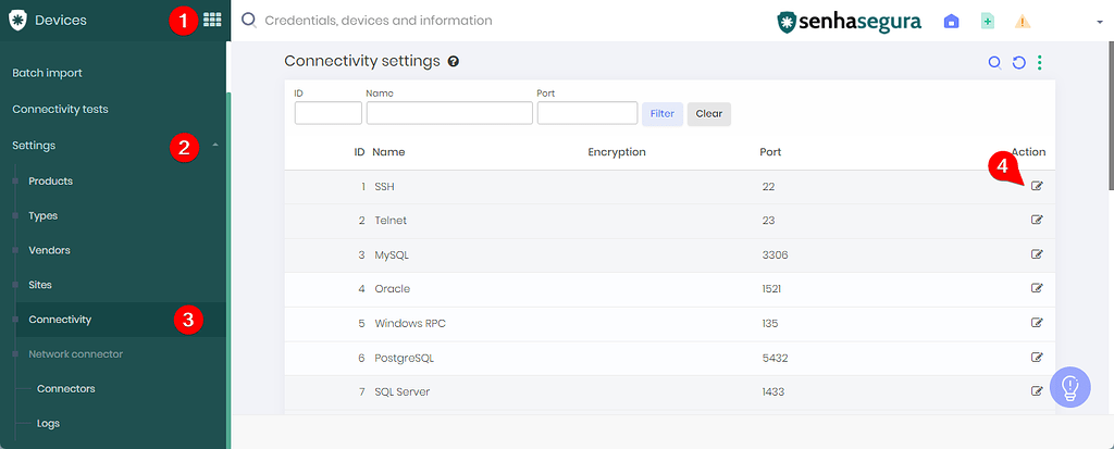 How to edit devices connectivity settings - PAM Core - Segura Community