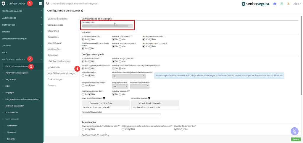 Acesso ao Bootstrap Token no senhasegura para Configuração do Go ...