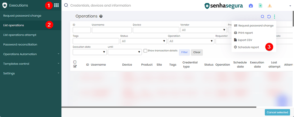 How to create list operations schedule report - PAM Core - Segura Community