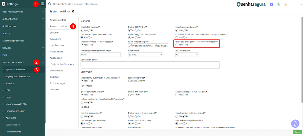 Remote session: Users can change PuTTY installation directory - PAM ...