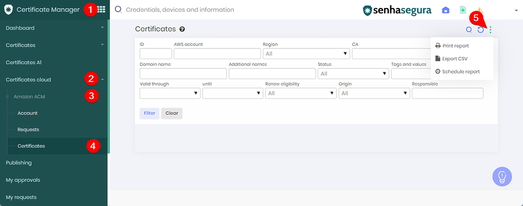 How to access Amazon ACM certificate report - Certificate Manager ...