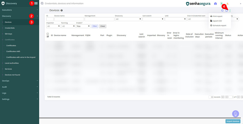 How to access devices reports in Discovery - Discovery - Segura Community