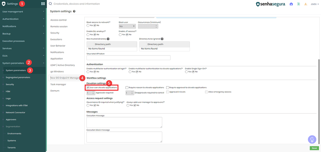 Allow Elevated Privileges Only for Selected Applications - settings ...