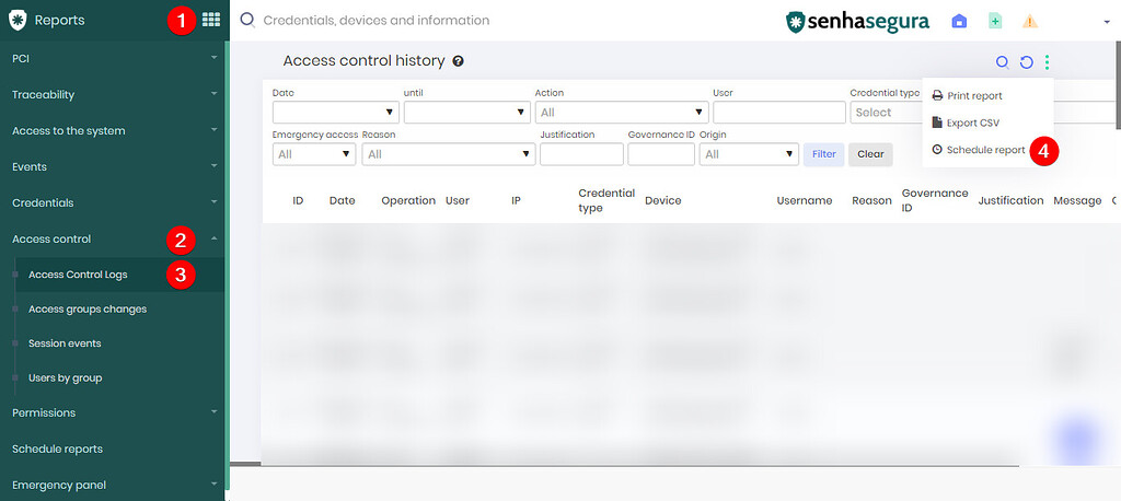 How to create access control logs schedule report - PAM Core - Segura ...