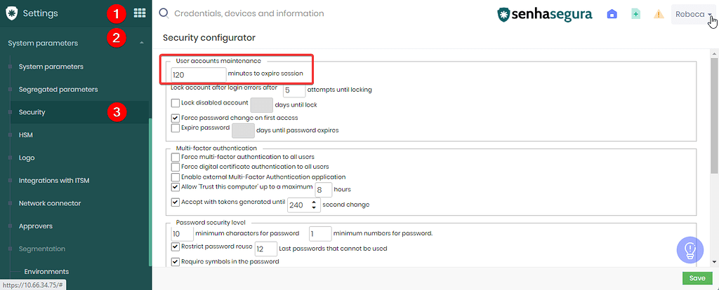 Timeout for user sessions in Senhasegura - PAM Core - Segura Community