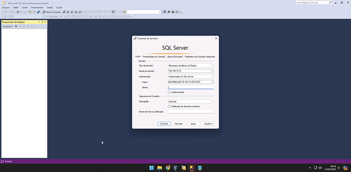 Como iniciar uma sessão MS SQL Server com o MS SQL Server Management ...