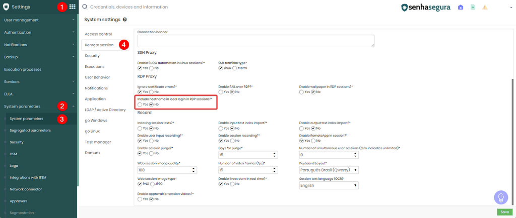Remote session on RDP Proxy: Include hostname in local login in RDP sessions - PAM Core - Segura ...
