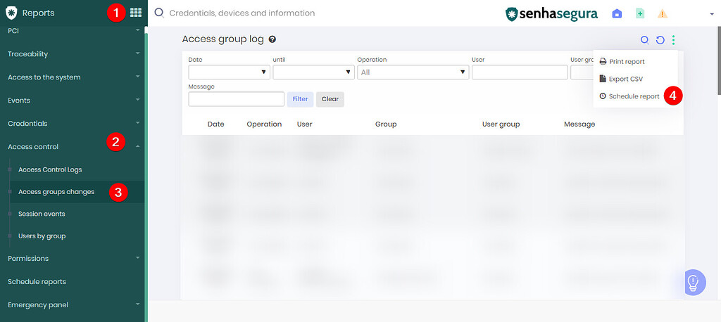 How to create access group log schedule report - PAM Core - Segura Community